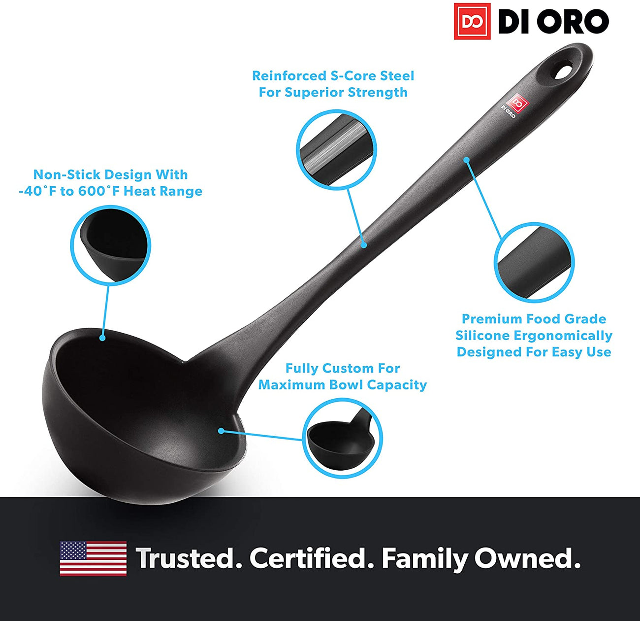 Silicone Ladle for Safe, Bold Cooking | DI ORO Seamless Series